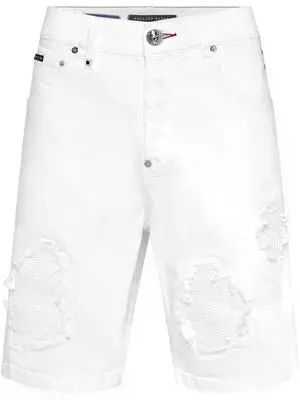 Philipp Plein Formentera Denim Shorts - White