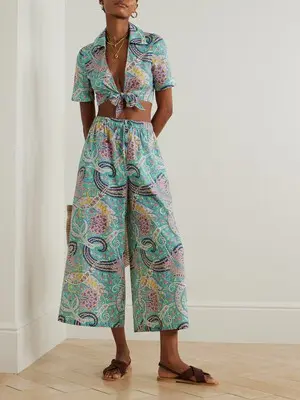 Etro Paisley-print Cotton And Silk-blend Voile Wide-leg Pants