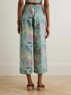 Etro Paisley-print Cotton And Silk-blend Voile Wide-leg Pants