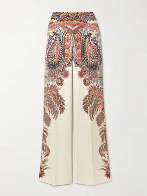 Etro Printed Wide-leg Satin Pants