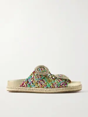 AQUAZZURA River Buckled Woven Leather Sandals - Multi