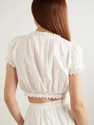 DÔEN Nera Broderie Anglaise Organic Cotton Blouse - White