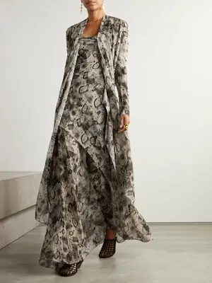 CORTANA Meena Printed Silk-georgette Wrap Jacket