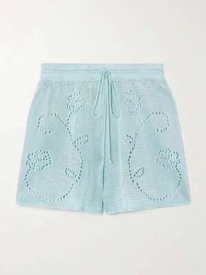 Calle Del Mar Pointelle-knit Shorts - Light Blue