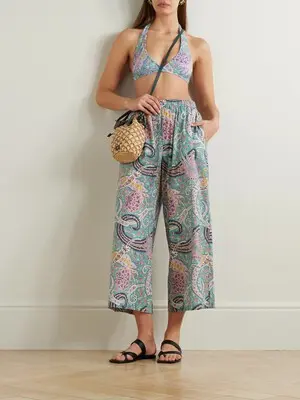 Etro Paisley-print Halterneck Bikini - Blue