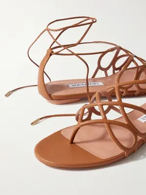 AQUAZZURA Infinito Leather Sandals - Brown