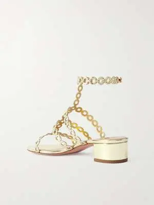 AQUAZZURA Infinity Mirrored-leather Sandals - Shiny Gold