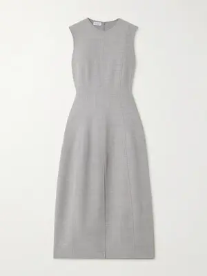 Brunello Cucinelli Paneled Wool Midi Dress - Gray