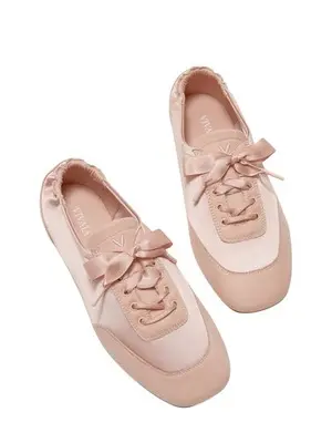 Vivaia Square-toe Lace-up Ballerina Sneakers - Peach Blush
