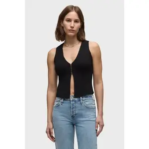 Hudson Jeans Sleeveless V-neck Sweater - Black