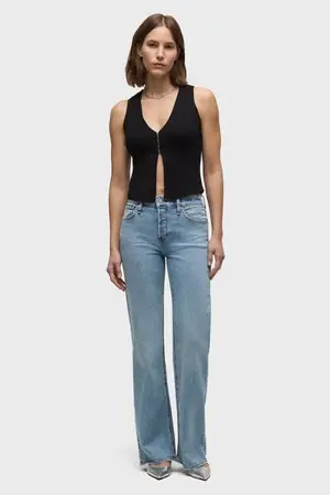 Hudson Jeans Sleeveless V-neck Sweater - Black