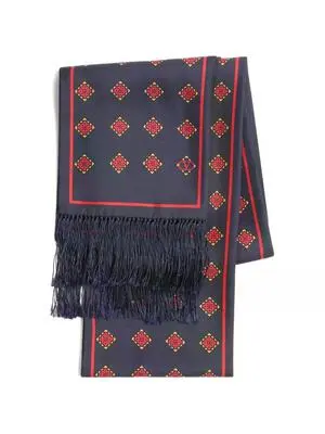 Valentino Garavani Opticool Silk Bandeau Scarf With Fringe - Blue