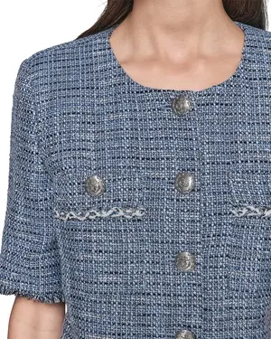 Karl Lagerfeld Paris Short Sleeve Tweed Jacket