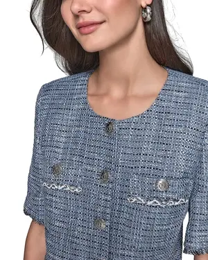 Karl Lagerfeld Paris Short Sleeve Tweed Jacket