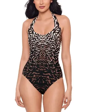Miraclesuit Topkapi Utopia Halter One Piece Swimsuit - Black/multi