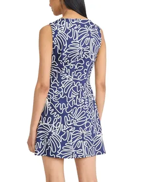 THE GOOD JOURNEY Square Neck Mini Dress - Navy/ Ivory