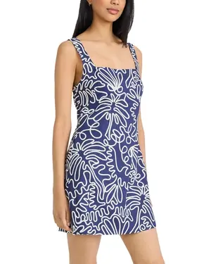 THE GOOD JOURNEY Square Neck Mini Dress - Navy/ Ivory