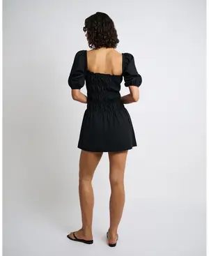 Onia Air Linen Smocked Mini Dress - Black