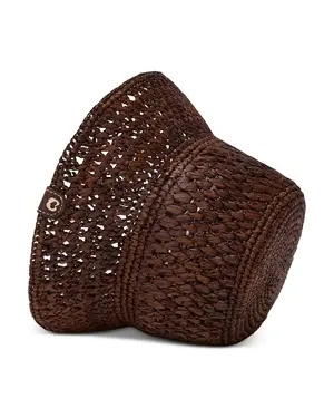 Maje Crochet Raffia Bucket Hat - Brown