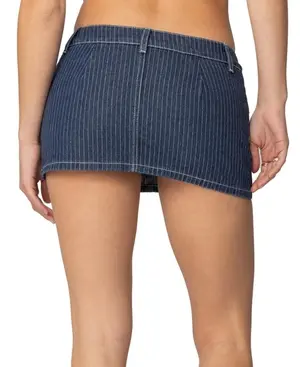 EDIKTED Neria Pinstripe Denim Micro Skort
