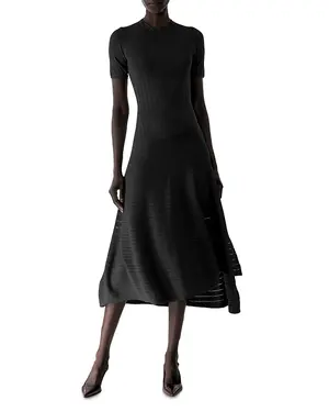 JASON WU Pointelle Knit Short Sleeve Dress - Black