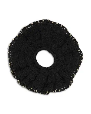 Sandro Beaded Crochet Scrunchie - Black