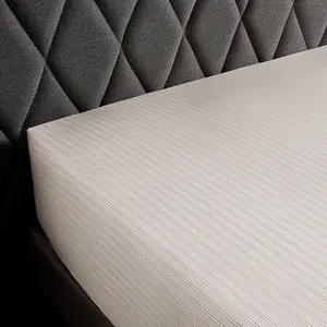 ANNE DE SOLENE Journey Striped Sateen Fitted Sheet, Queen - Sable