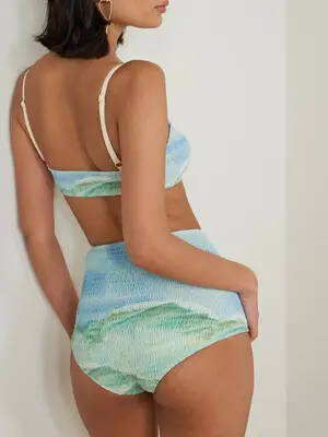 ALEMAIS Emerald Cove Shirred Printed Bikini Briefs