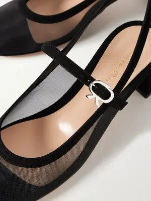 GIANVITO ROSSI Francoise 45 Suede-trimmed Mesh Slingback Pumps