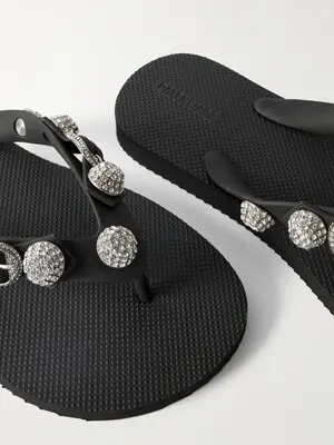 Balenciaga Cagole Embellished Flip Flops