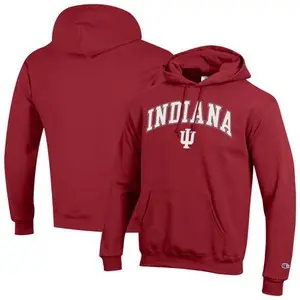 Champion Indiana Hoosiers Arched Logo Fleece Pullover Hoodie - Crimson