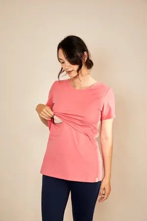 THE BSHIRT Nursing Crew Neck T-shirt - Rose