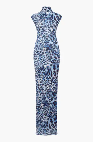 LUNA B Jasmine Dress - Printed Leopard Blue