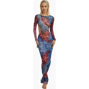 LUNA B Bia Maxi Dress - Blue Pattern