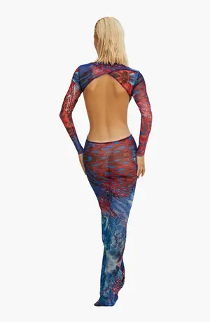 LUNA B Bia Maxi Dress - Blue Pattern