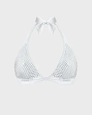 Vilebrequin Halter Bikini Top Strass Swimwear Flecha - White