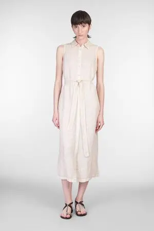 chinese dress ladies WHITE LINEN DRESS WITH FRILL