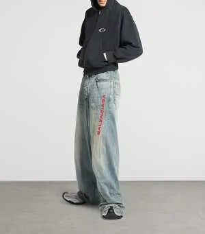 Balenciaga Logo Embroidered Wide-leg Jeans