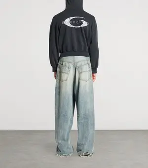 Balenciaga Logo Embroidered Wide-leg Jeans