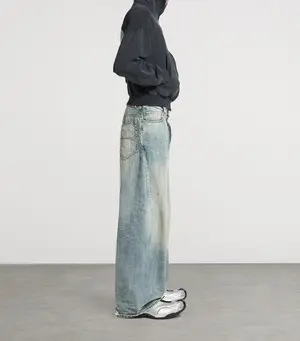 Balenciaga Logo Embroidered Wide-leg Jeans