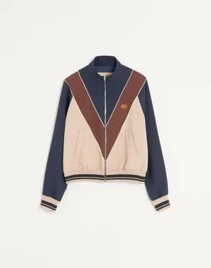 Valentino Garavani Nylon Zip-up Sweatshirt With Vlogo Patch