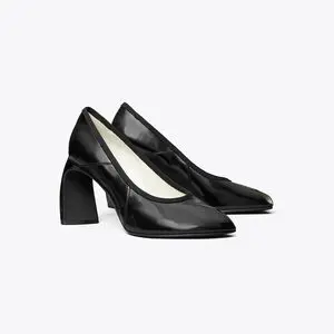 Tory Burch Tory Burch Sculptural Heel Peep-Toe Pumps Black