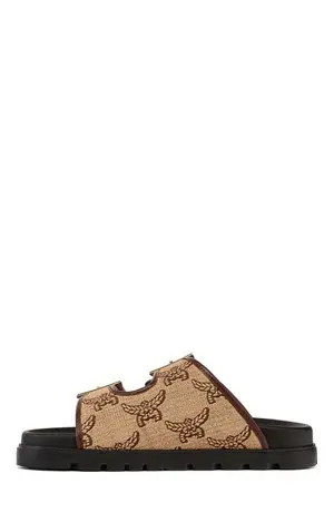 Mcm Lauretos Raffia Jacquard Sandals