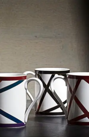 MISSONI HOME TABLEWARE Mug Cup Nastri In Luxury Box Black Diam. 3", H 3.9