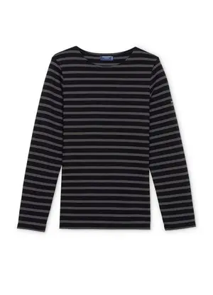 Saint James Meridien Moderne Heavyweight Breton Shirt - Black/brown