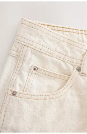 NEXT Raw Hem Wide Leg Carpenter Jeans - Neutral