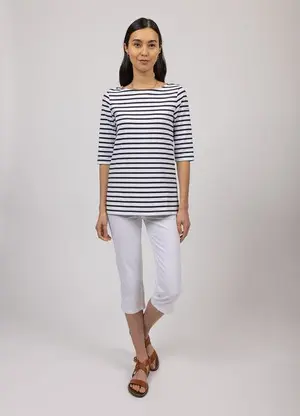 Saint James Phare Boatneck Striped Tunic - White/navy