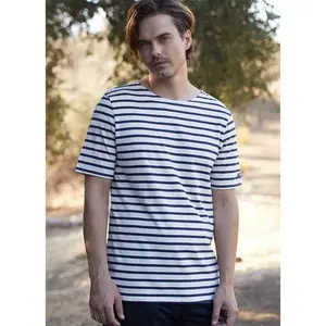 Saint James Levant Moderne Breton Stripe Short Sleeve Shirt - Ecru/navy