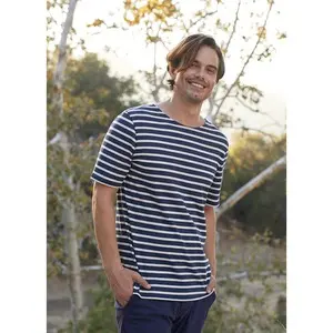 Saint James Levant Moderne Breton Stripe Short Sleeve Shirt - Navy/ecru