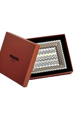MISSONI HOME TABLEWARE Tray Zig Zag Rectangular Large In Luxury Box Gold 8.5" X 6.75